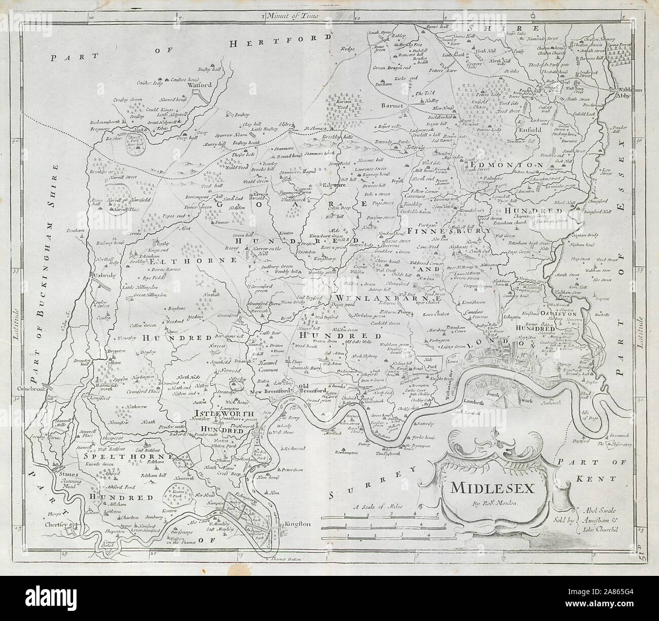 Middlesex. 'MIDLESEX' by ROBERT MORDEN.Present-day North & West London ...