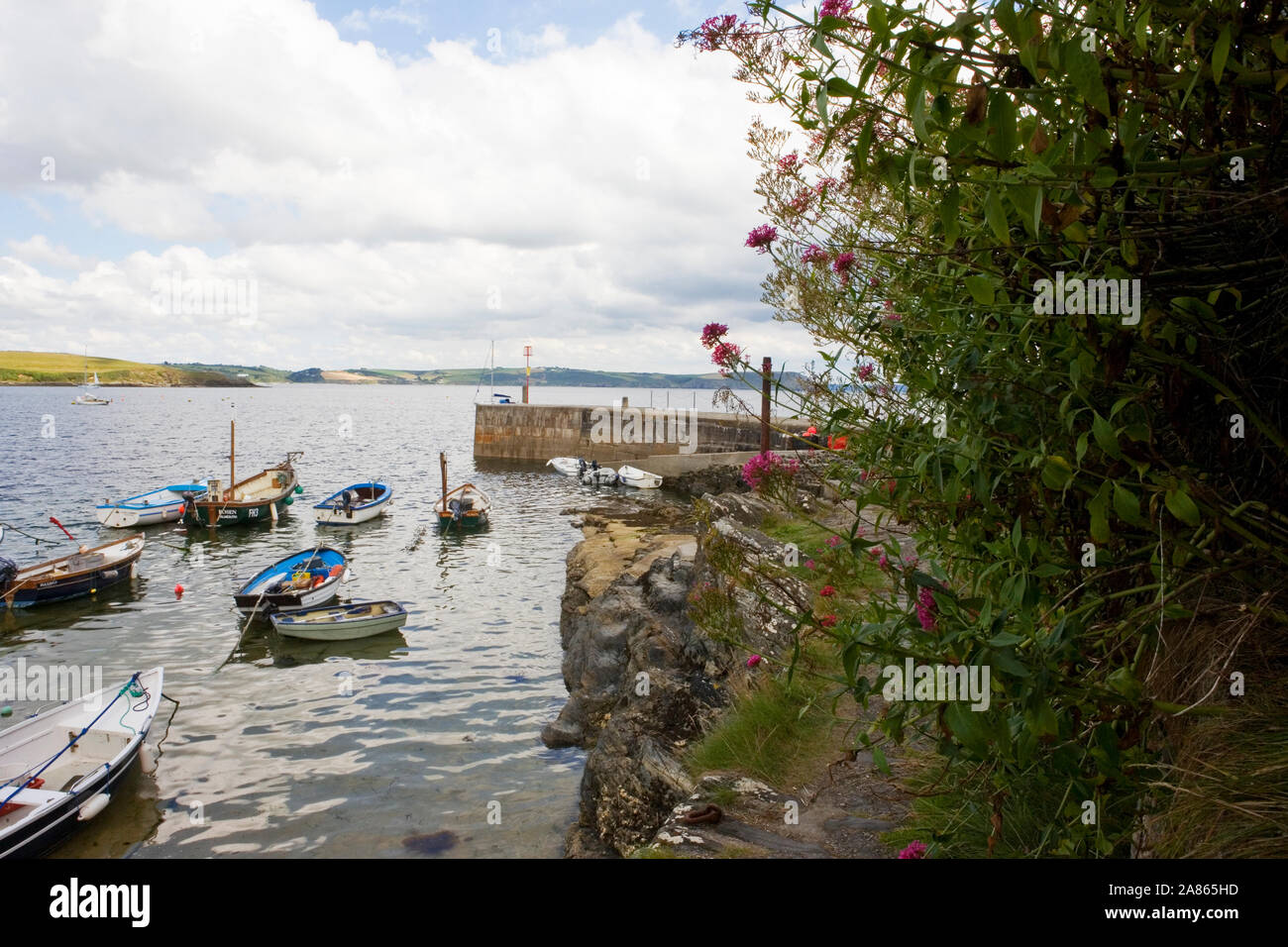 The tiny harbour at Portscatho, Gerrans Bay, Cornwall, England, UK ...
