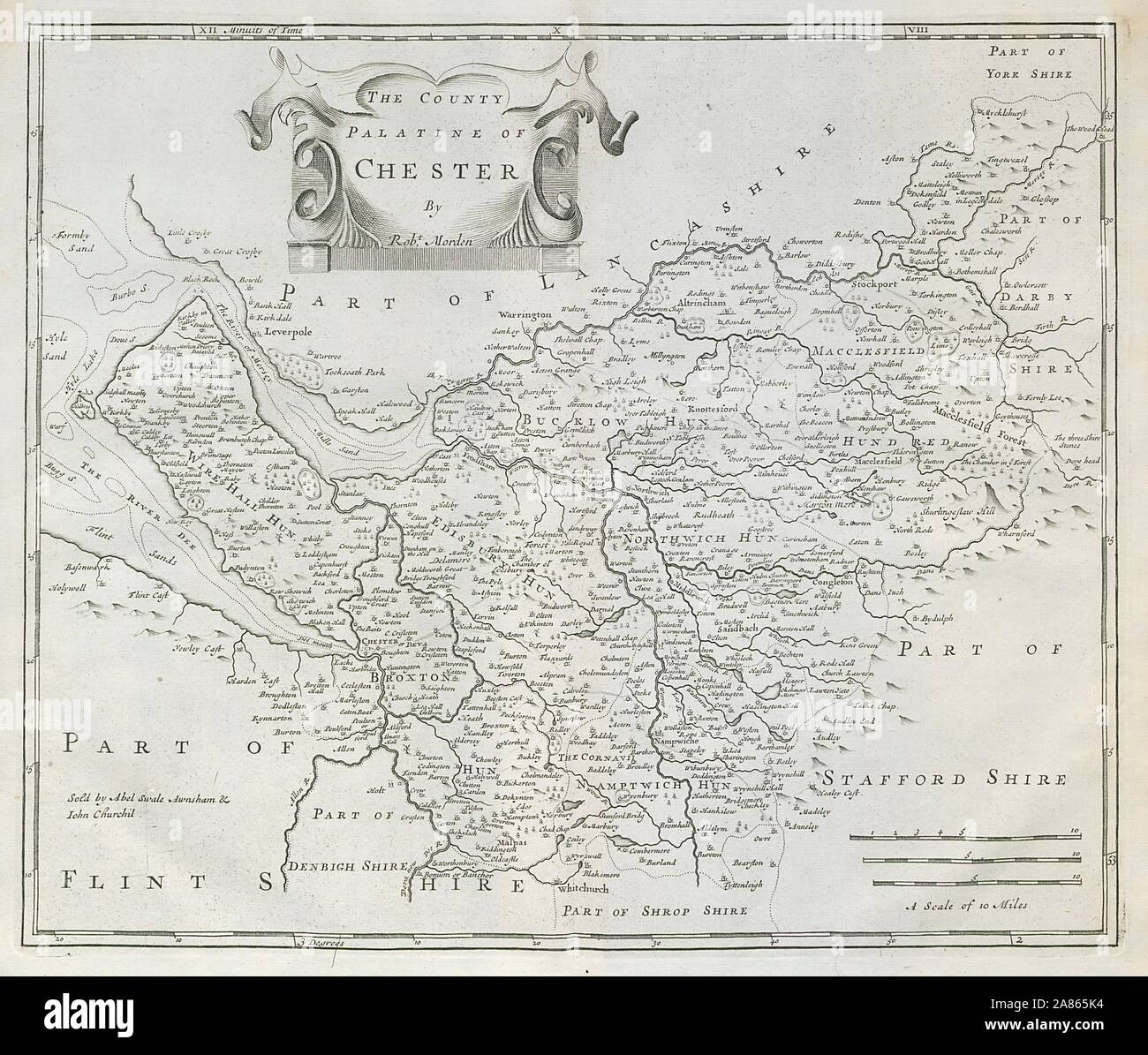 Cheshire.'COUNTY PALATINE OF CHESTER' ROBERT MORDEN Camden's Britannia ...