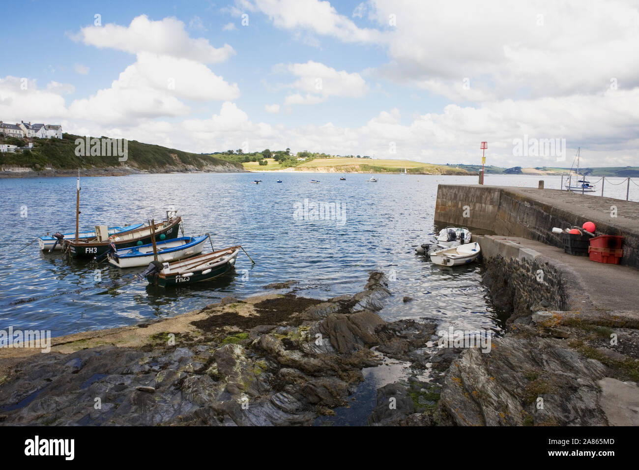 The tiny harbour at Portscatho, Gerrans Bay, Cornwall, England, UK ...