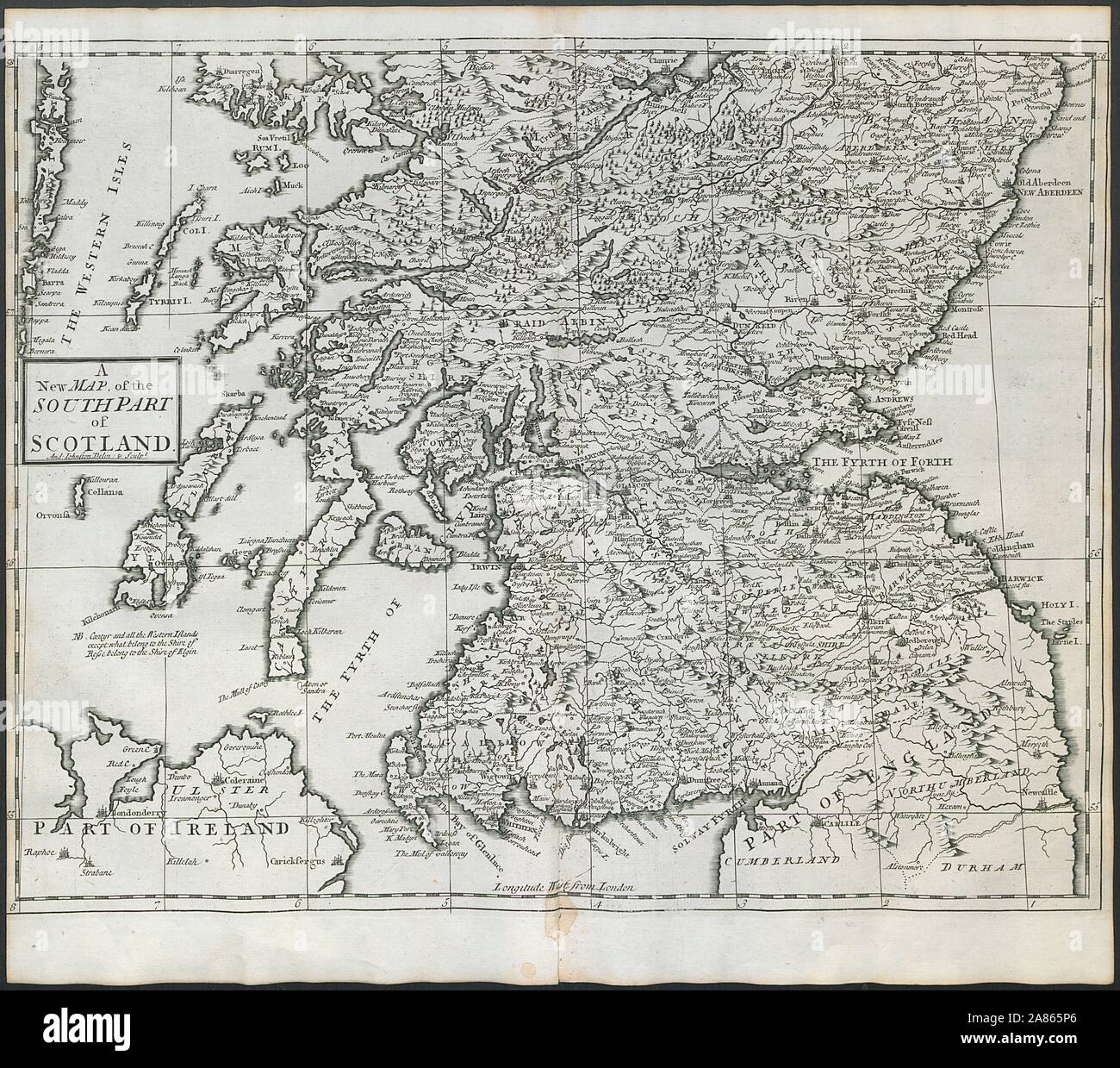 SOUTHERN SCOTLAND by ANDREW JOHNSTON from Camden's Britannia 1722 old ...