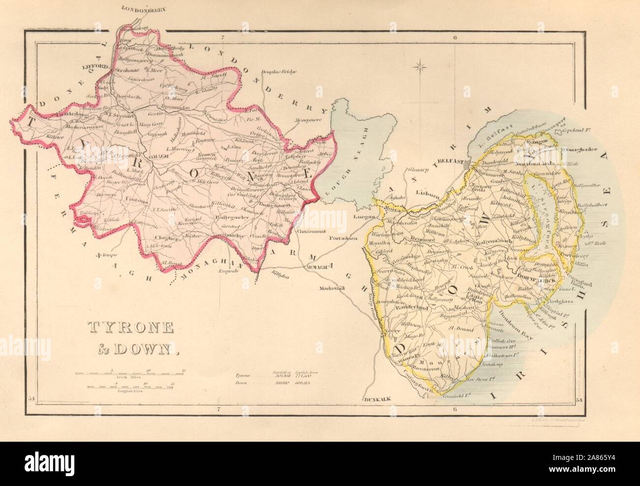 Antique county map tyrone hi-res stock photography and images - Alamy