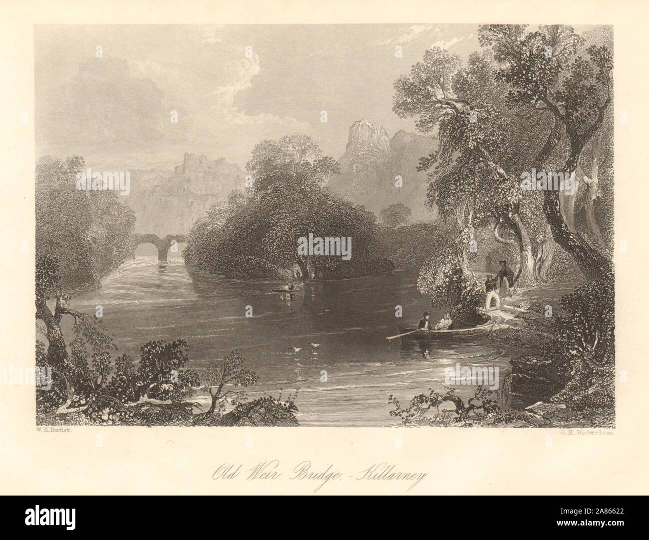 Old Weir Bridge - Killarney. Ireland 1843 antique vintage print picture ...
