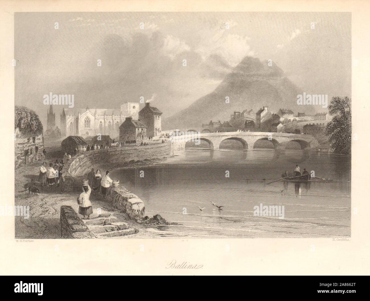 Ballina, County Mayo. Ireland 1843 old antique vintage print picture ...