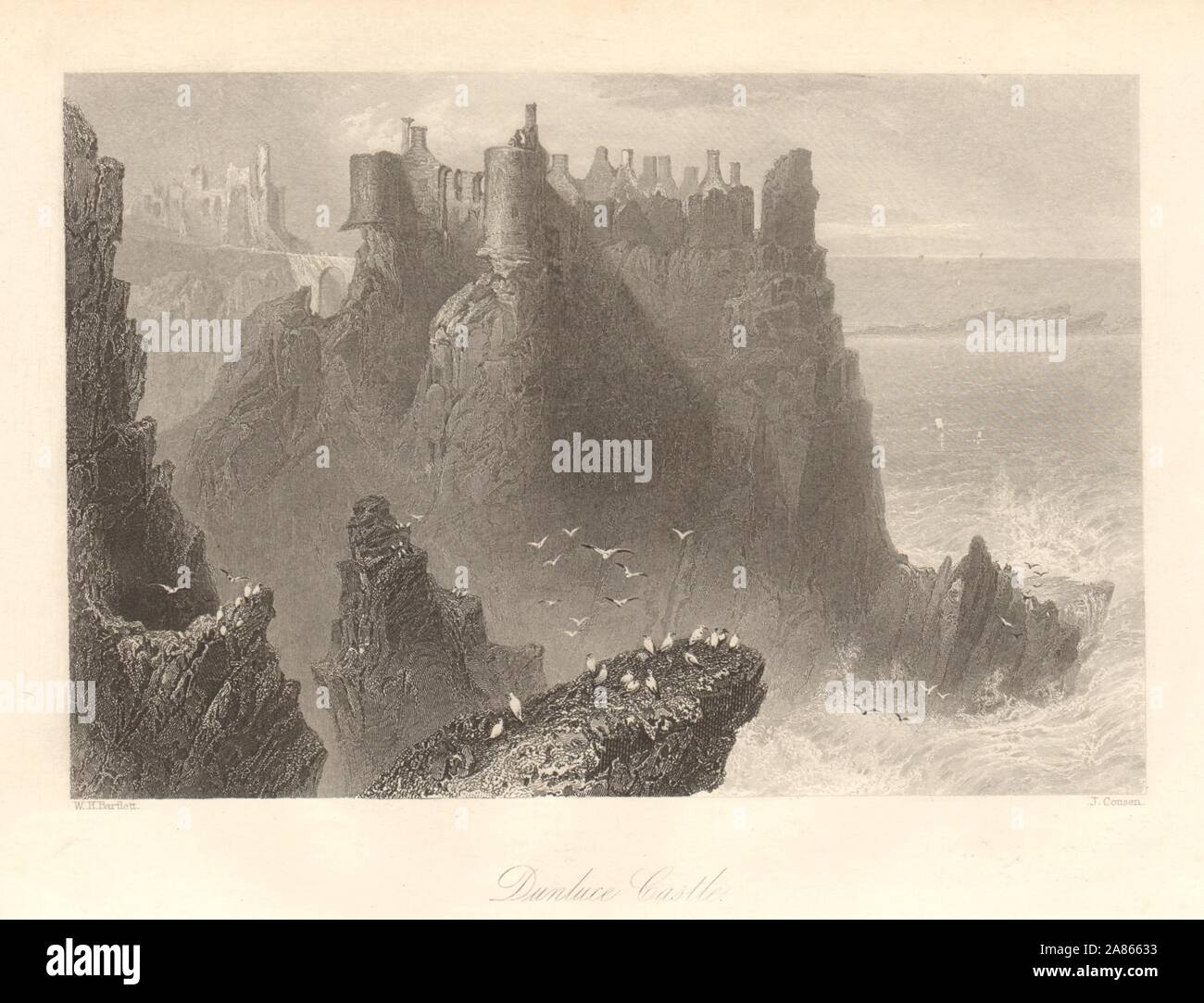 Dunluce Castle, Antrim, Ireland Ulster 1843 old antique vintage print ...