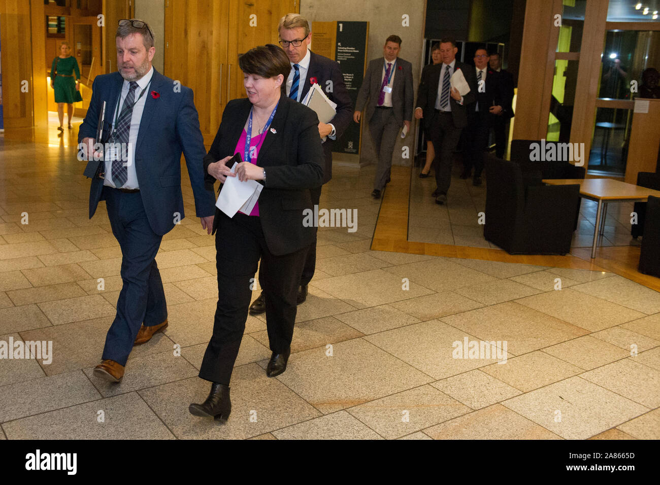 Edinburgh, UK. 6 November 2019. Pictured: (left) Finlay Carson MSP ...