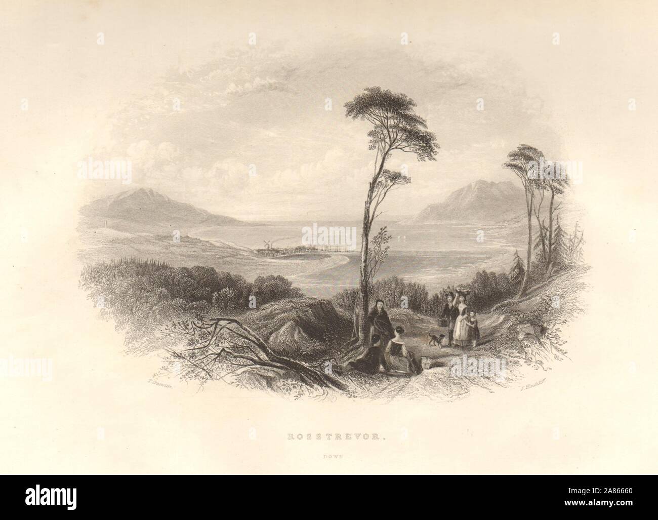 Rostrevor Down, County Down. Ireland Ulster 1843 old antique print ...