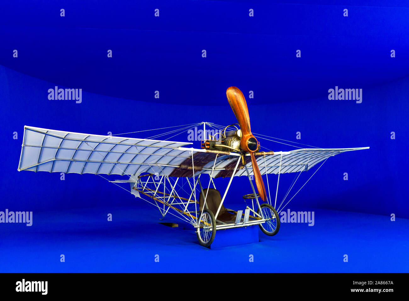 Exposition of historic aviation life sized one man propellor airplane ...