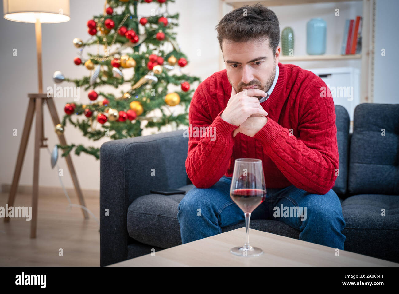 Drinking alcohol alone at home hi-res stock photography and images - Alamy