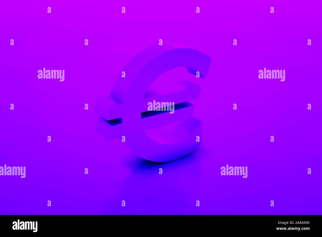 Euro symbol isolated on purple color background. 3d illustration Stock ...