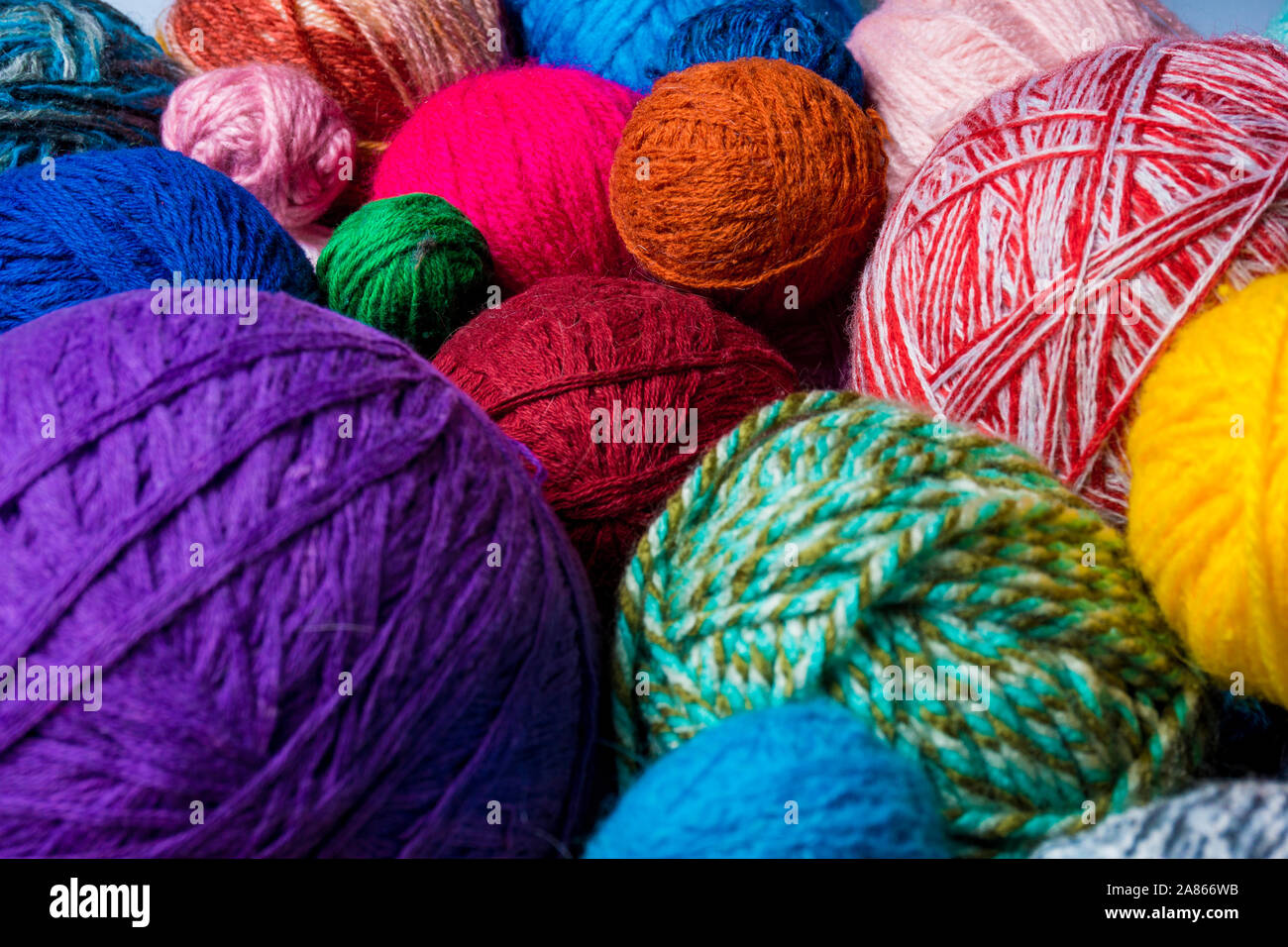 Balls of wool, made by hand. colorful balls from wool Stock Photo - Alamy
