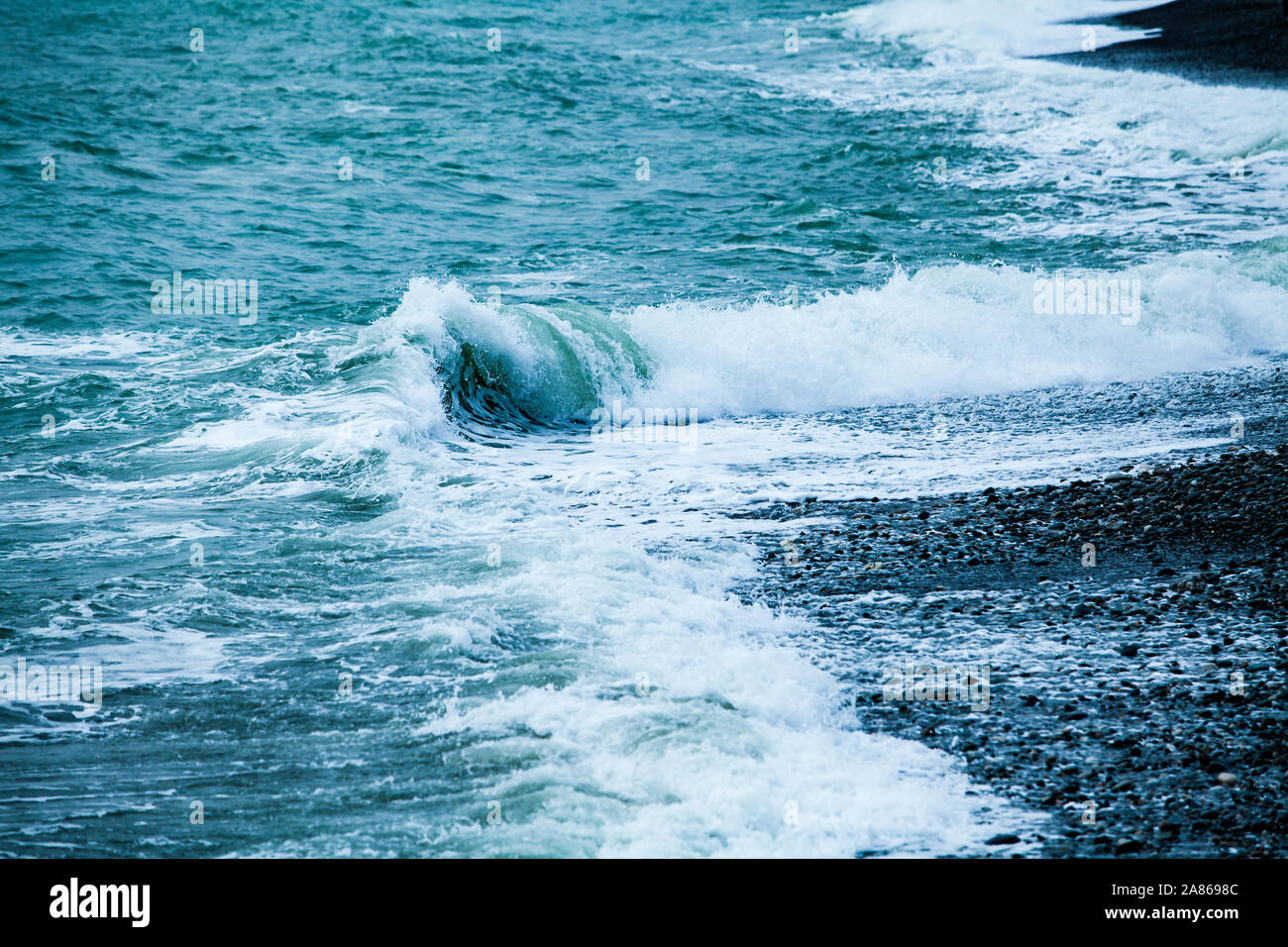 powerful ocean waves breaking natural background Stock Photo - Alamy