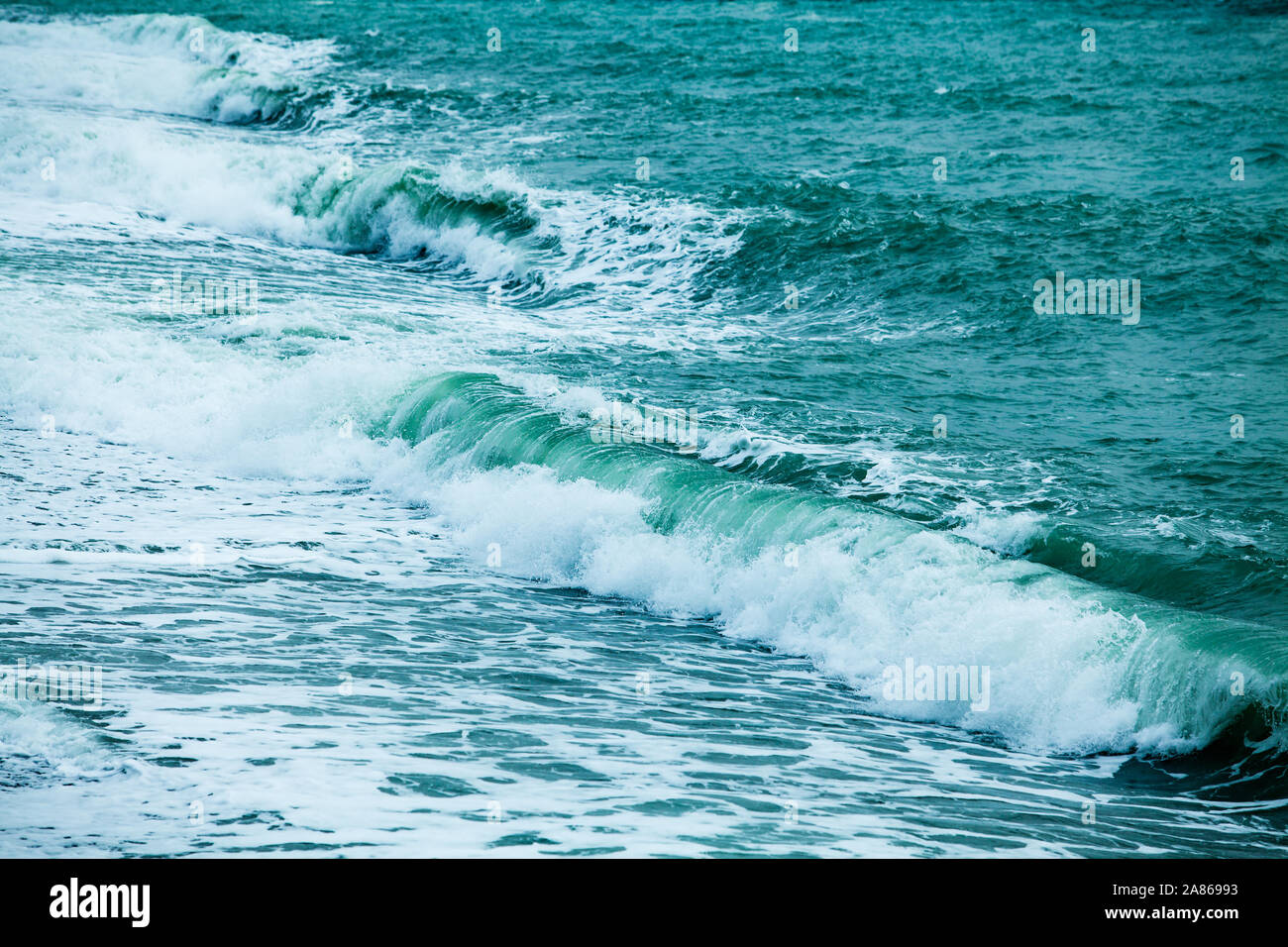 powerful ocean waves breaking natural background Stock Photo - Alamy