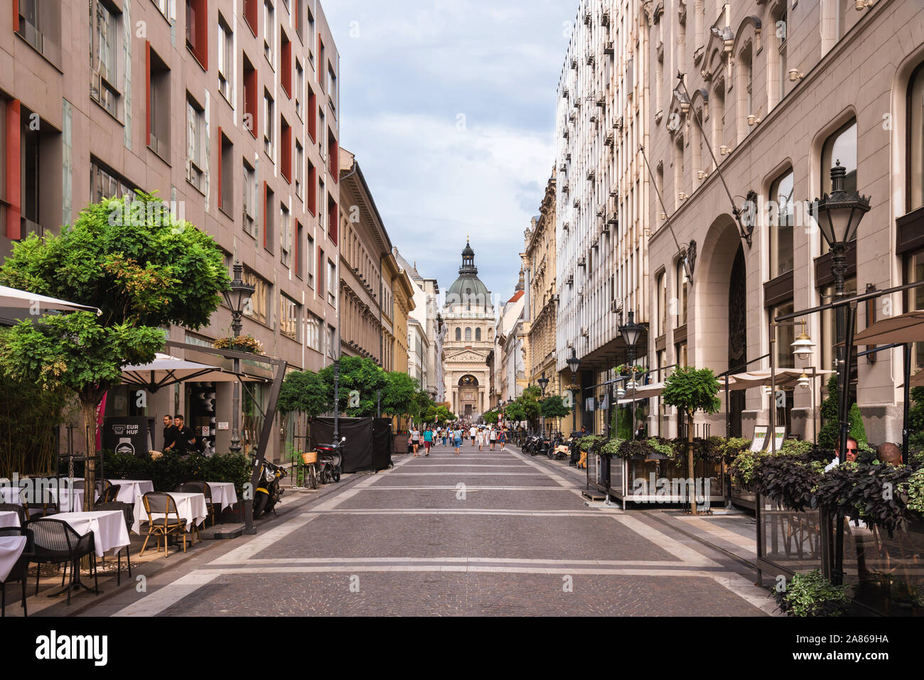 Street Leading to St. Stephen Basilica View Stock Photo - Alamy