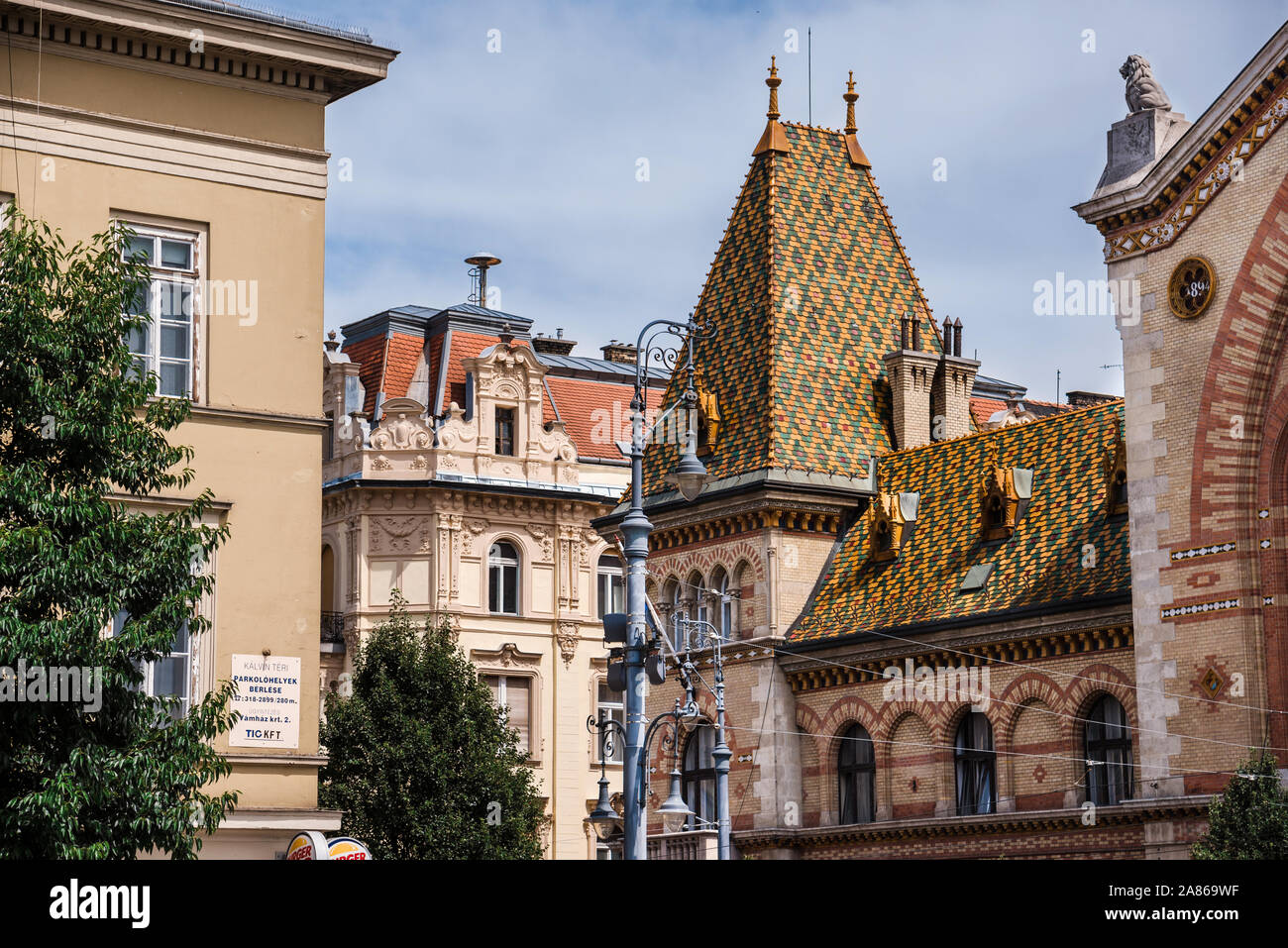 Budapest Grand Market Hall Tiled Rooftop View Stock Photo - Alamy