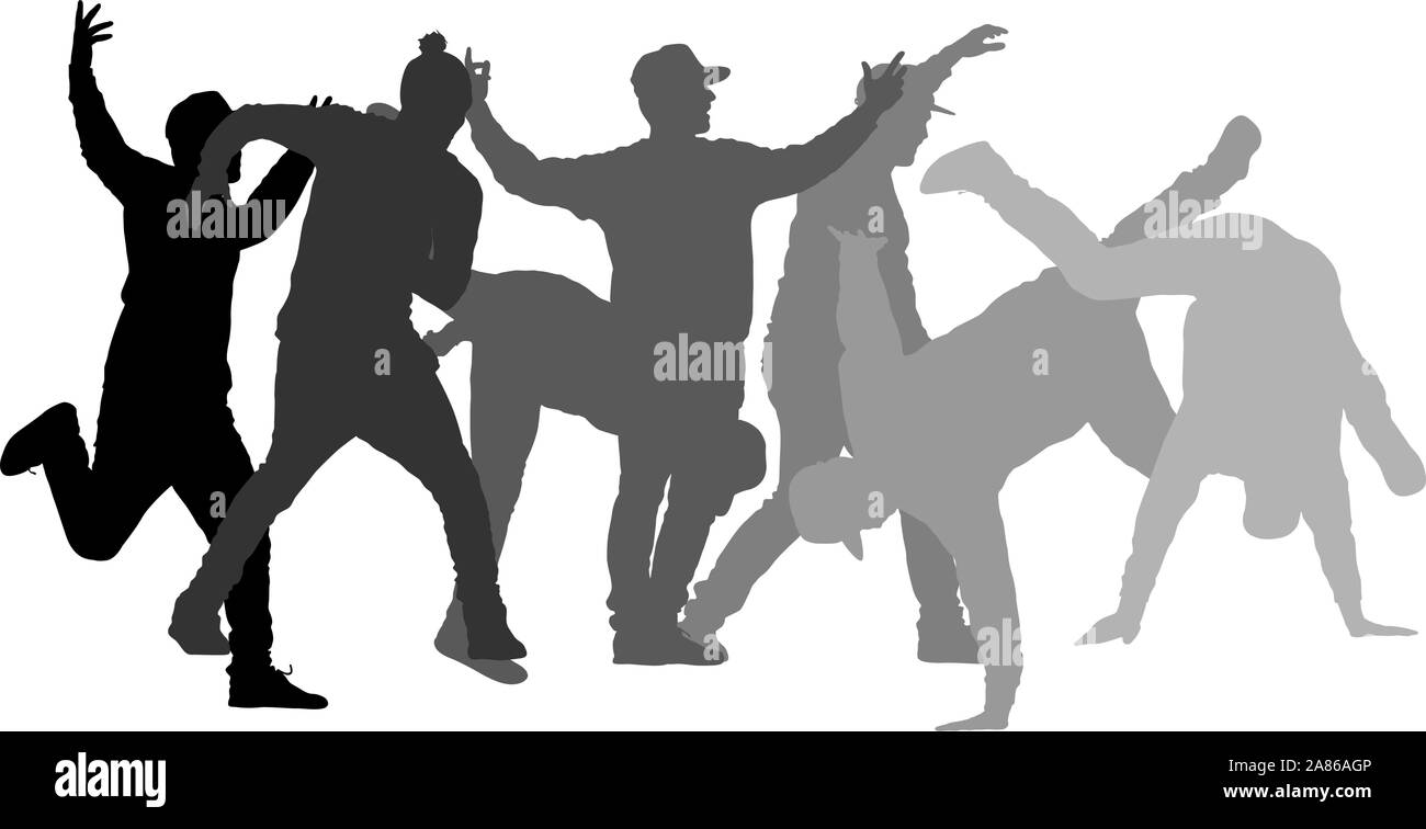 Set Silhouettes breakdancer on a white background Stock Vector Image ...