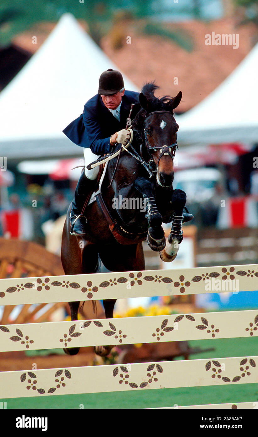 CSI Monterrey October 1998, Joe Fargis (USA) riding Caras J Stock Photo ...