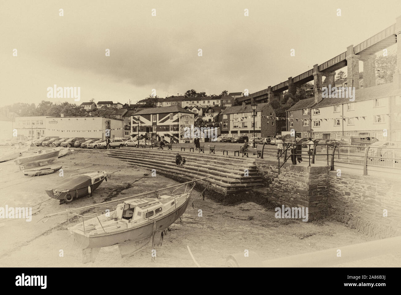 Beautiful Cornish seascape from Saltash on the river Tamar Stock Photo ...
