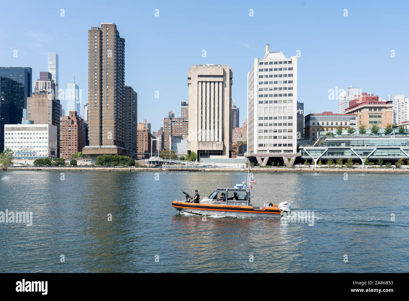 U.S. Coast Guard Boat on East River, NYC Stock Photo - Alamy