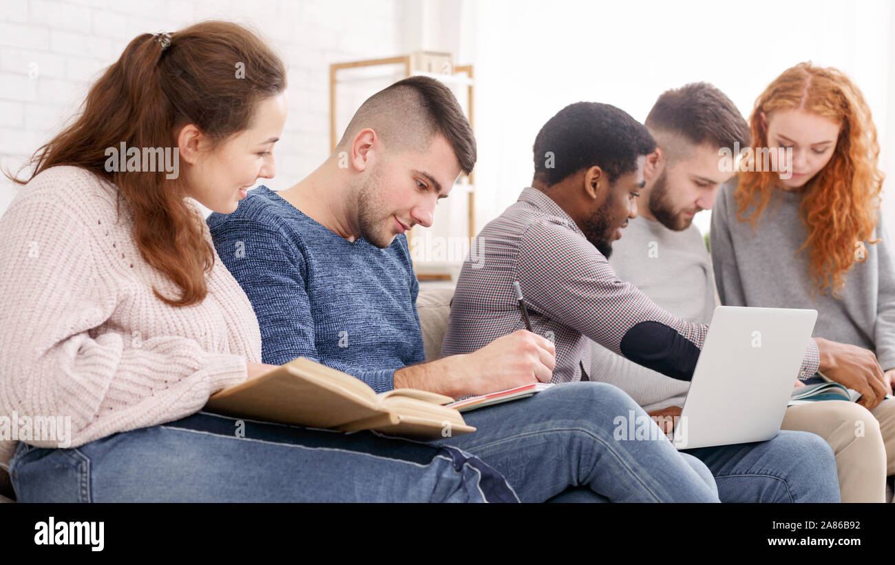 Group of diverse students preparing for classes Stock Photo - Alamy