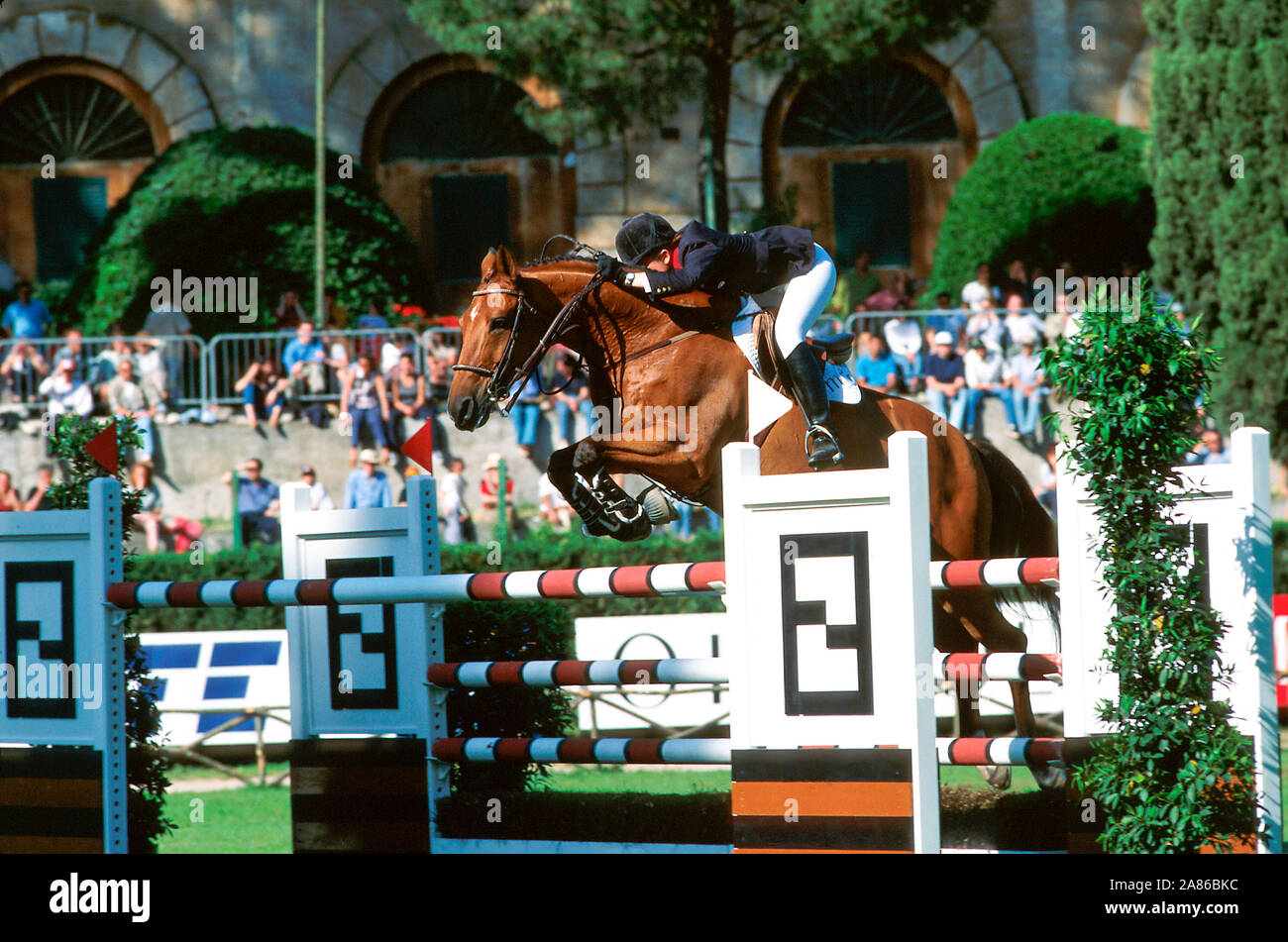 CSIO Rome, May 1995, Alexandra Ledermann (FRA) riding Rochet M Stock ...