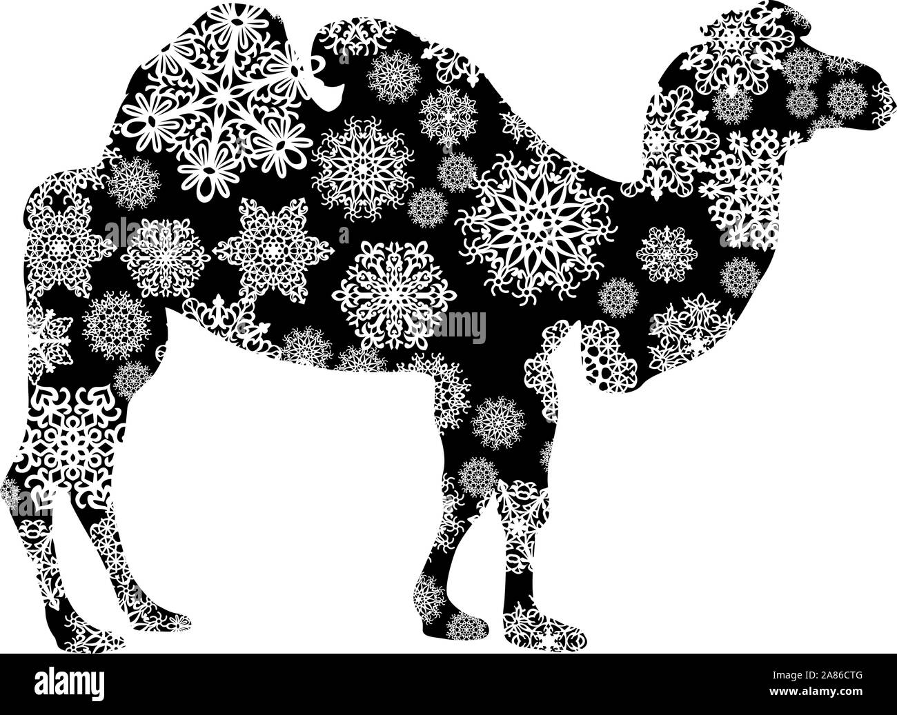Christmas card camel in snowflakes on a white background Stock Vector ...