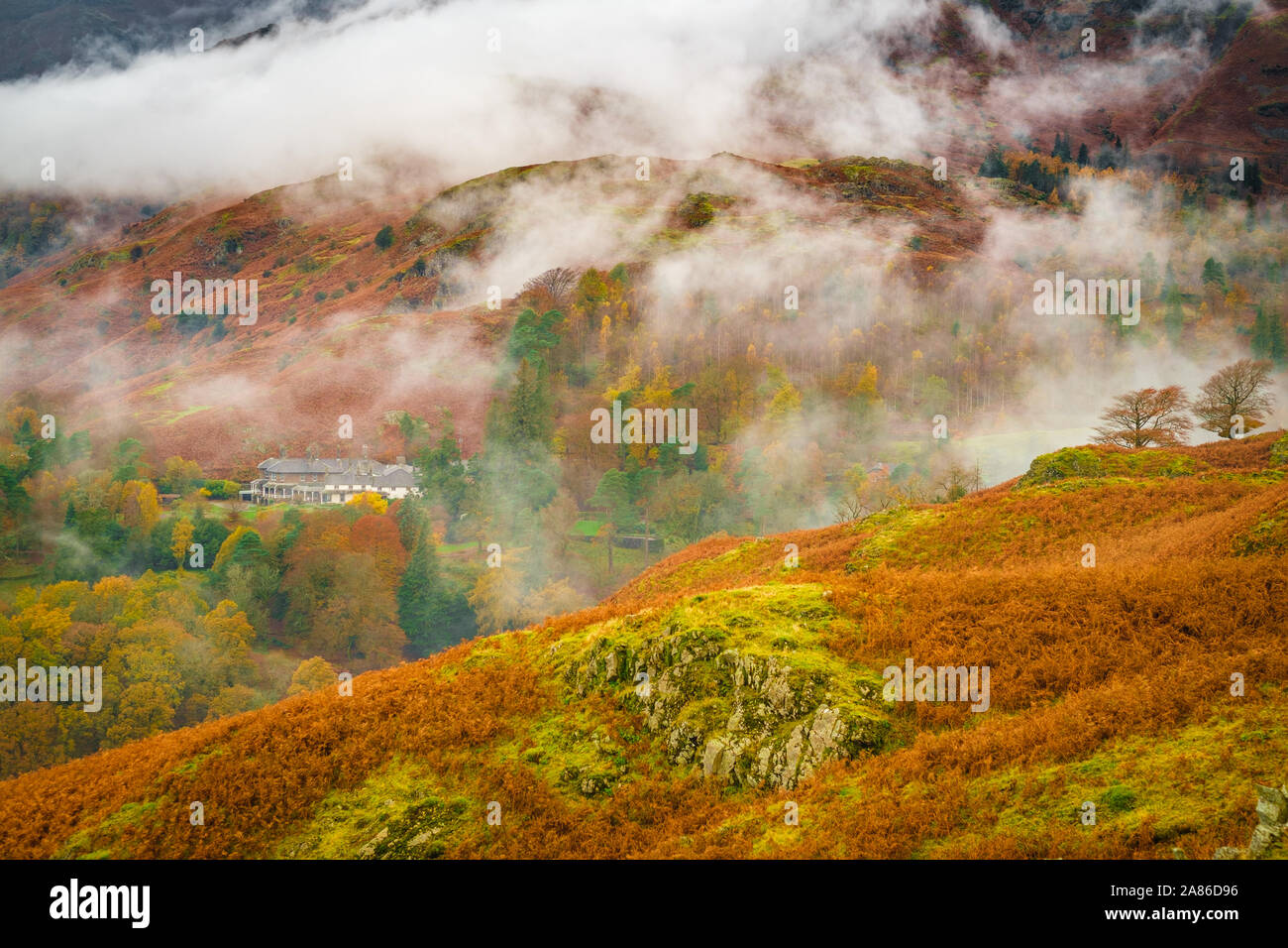 Clouds and autumn colors in the Lake District Fells near Ambleside ...