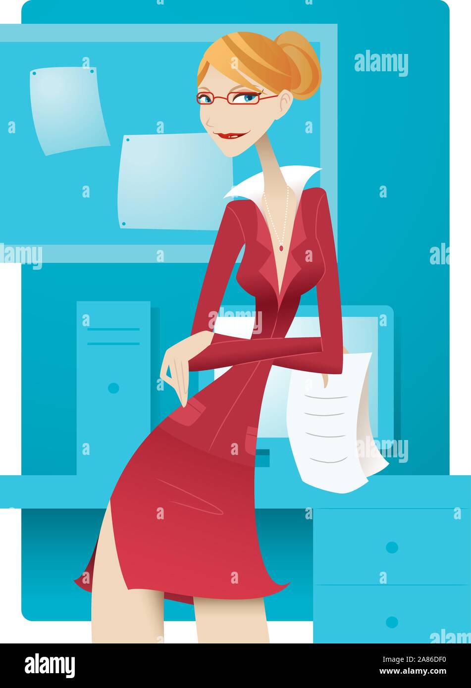 executive woman handling business cartoon illustration Stock Vector ...
