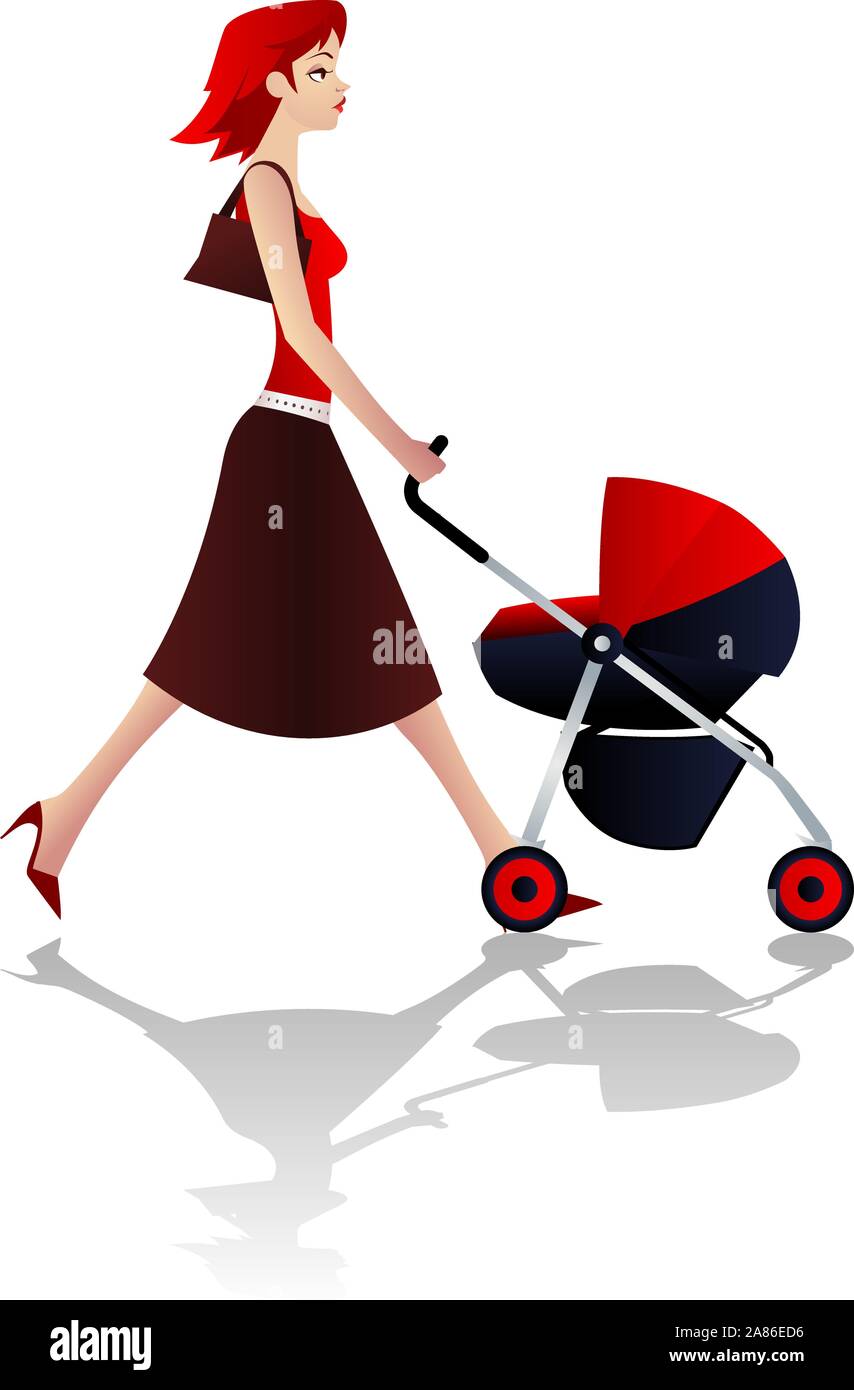 woman with stroller Stock Vector Image & Art - Alamy