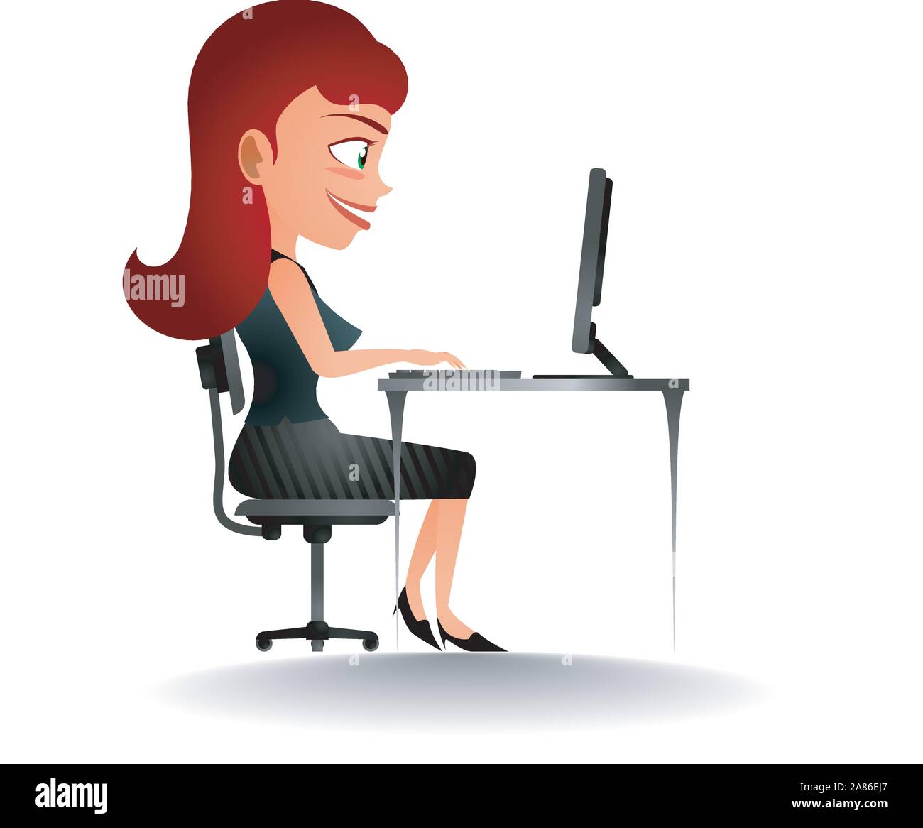 Little girl with computer Stock Vector Images - Alamy
