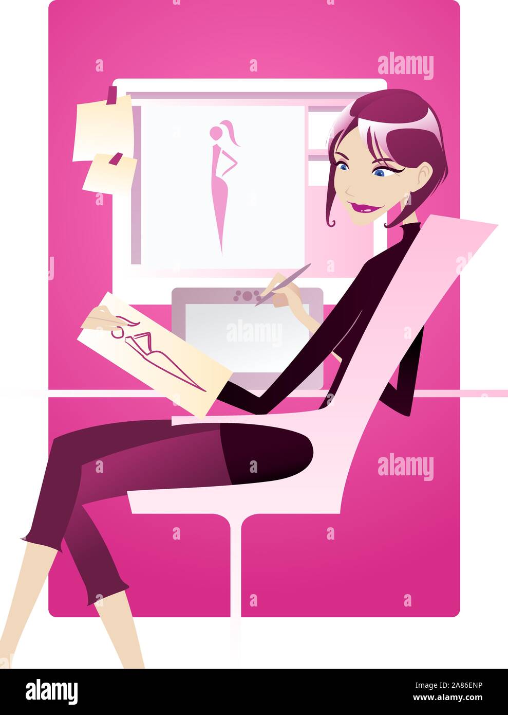 fashion Designer woman vector cartoon illustration Stock Vector Image ...