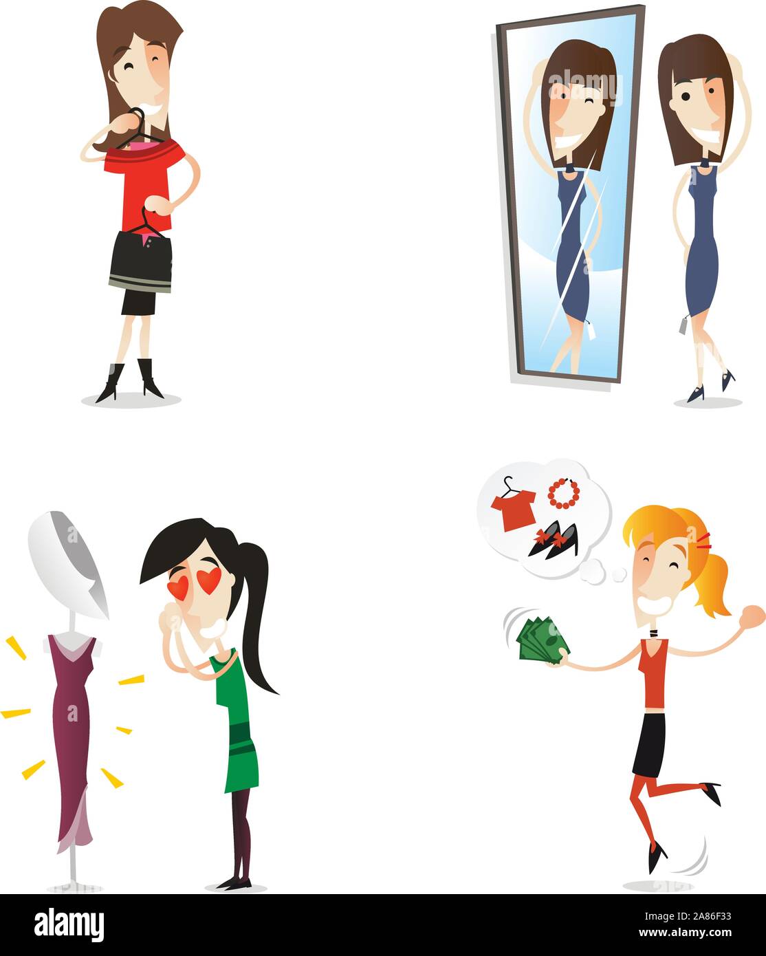 cartoon women shopping Stock Vector Image & Art - Alamy