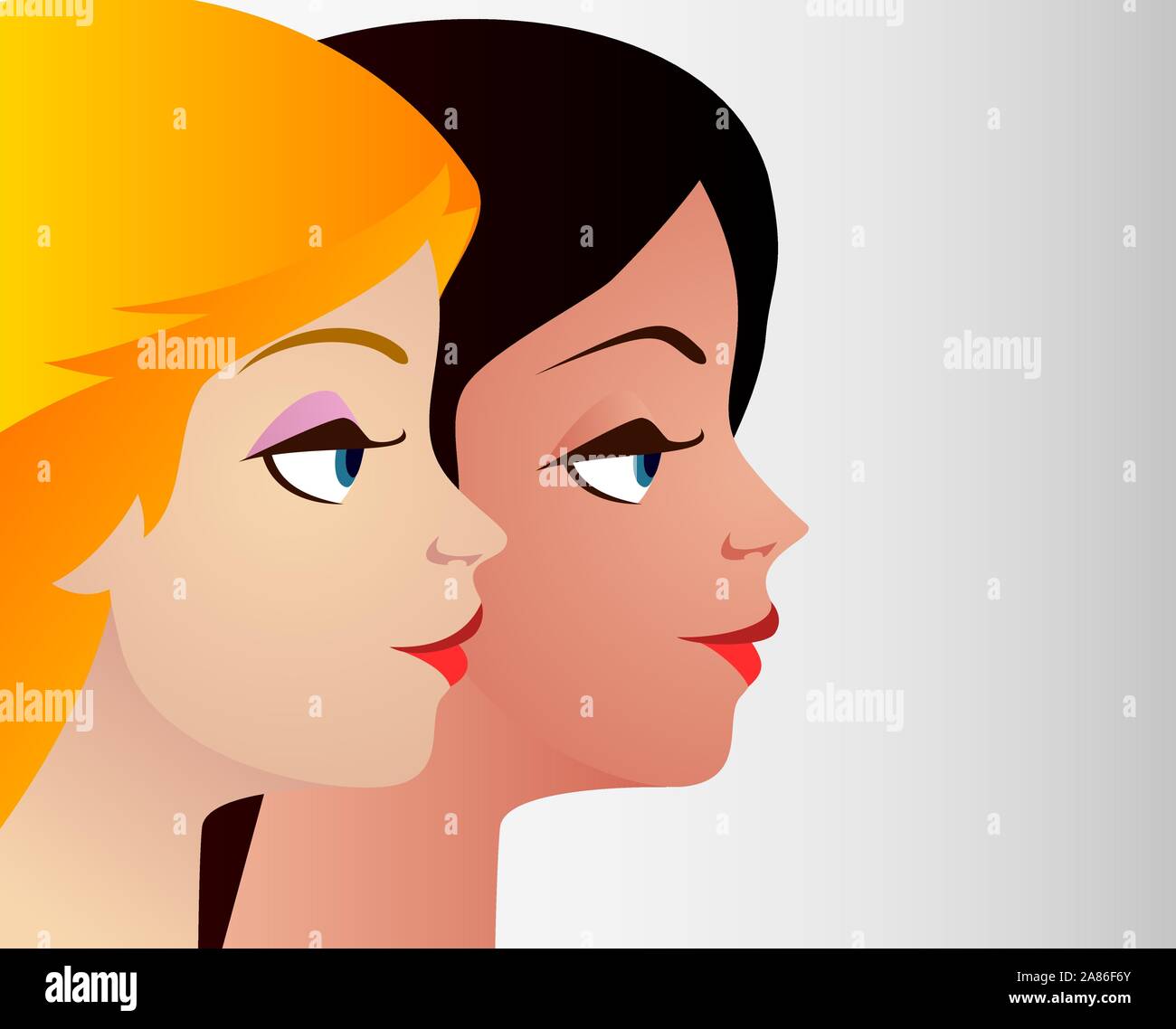 Two young women in Stock Vector Images - Alamy