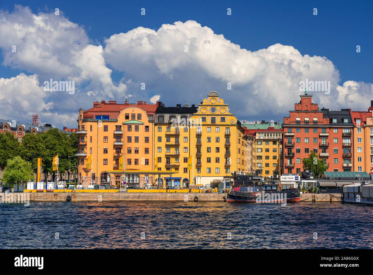 Residential buildings along a waterway in Stockholm, Sweden Stock Photo ...