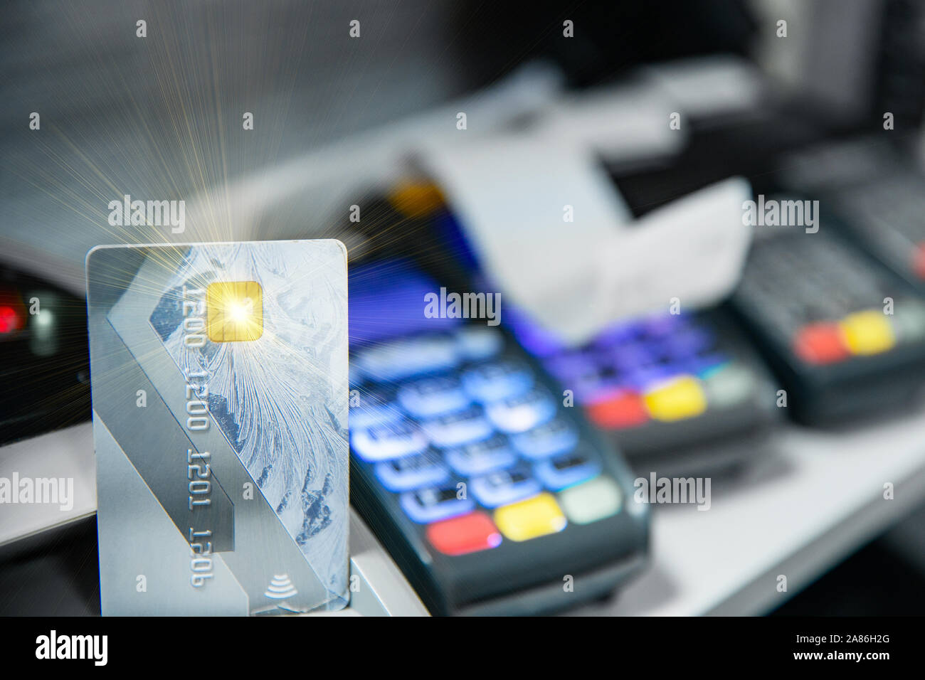 plastic card and plastic card reader at shallow depth of field Stock ...