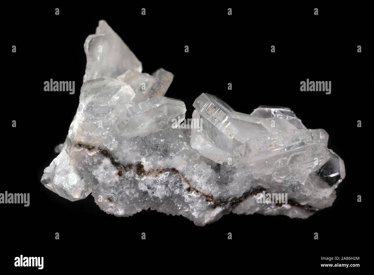 Apophyllite crystal cluster, mineral from India isolated on a pure ...