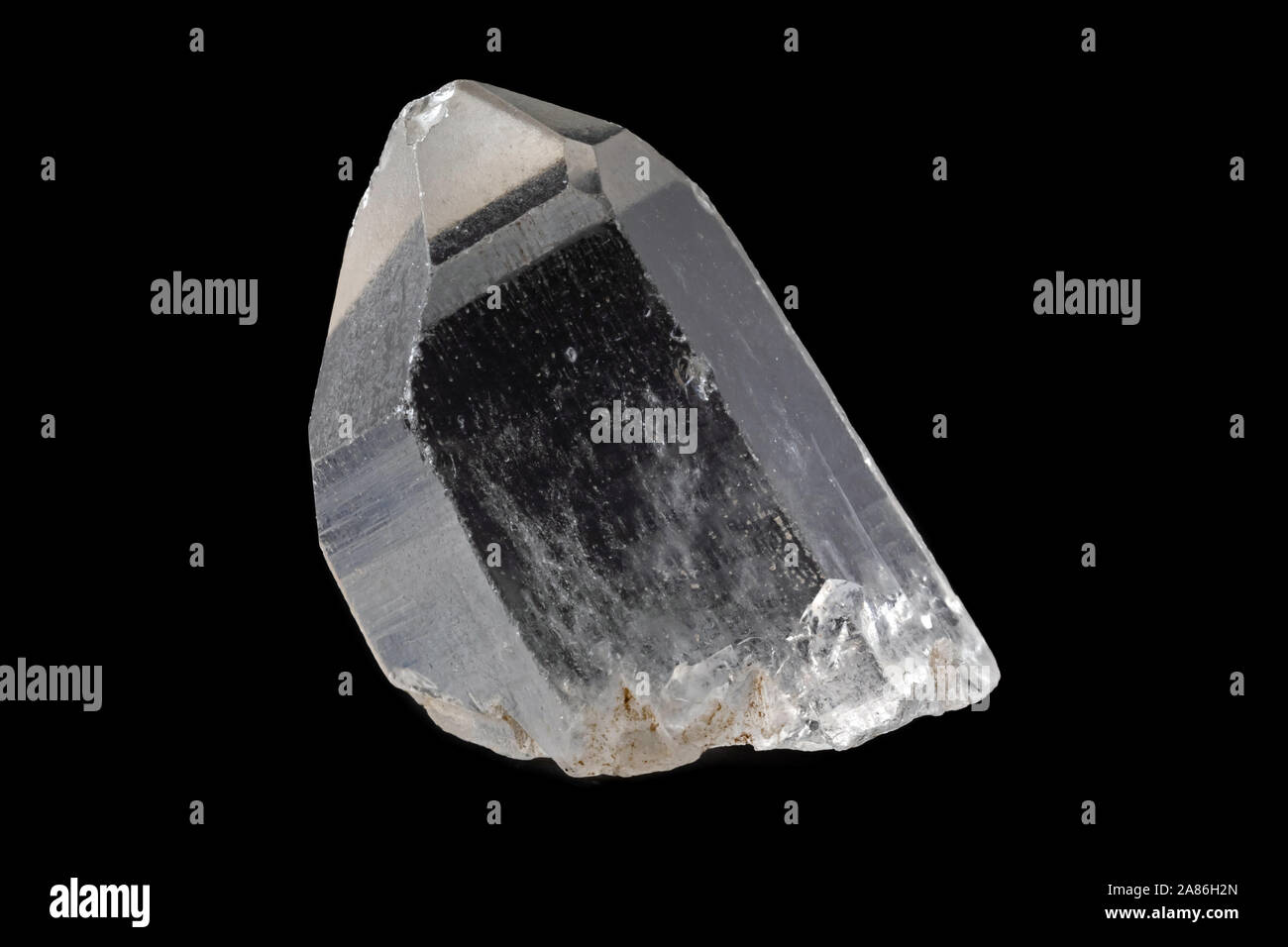 Clear quartz crystal from Brazil isolated on a pure black background ...