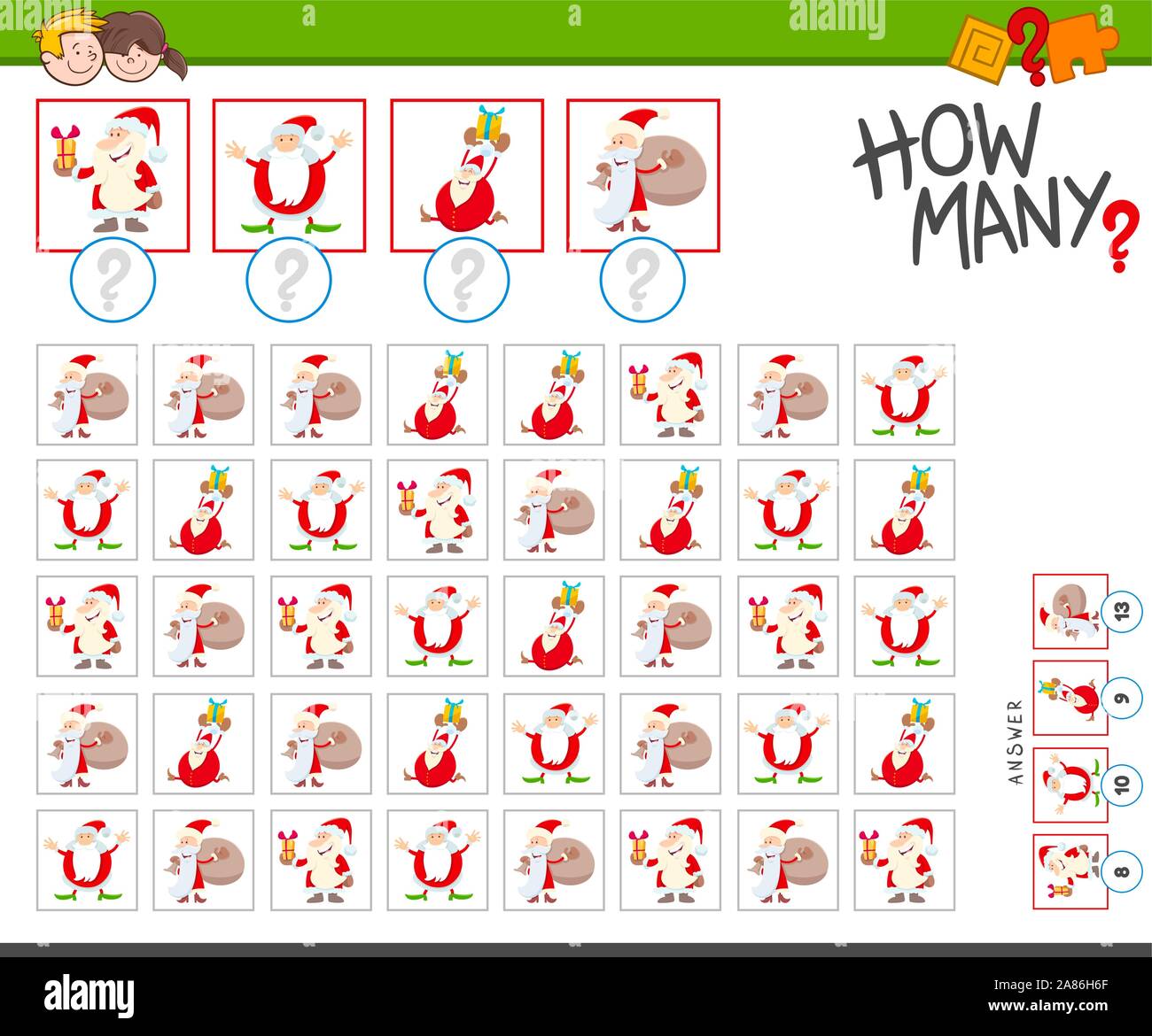 Illustration of Educational Counting Game for Children with Funny Santa ...