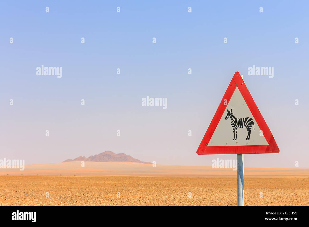 Zebra Crossing Warning Road Sign in Namibia, Africa Stock Photo - Alamy
