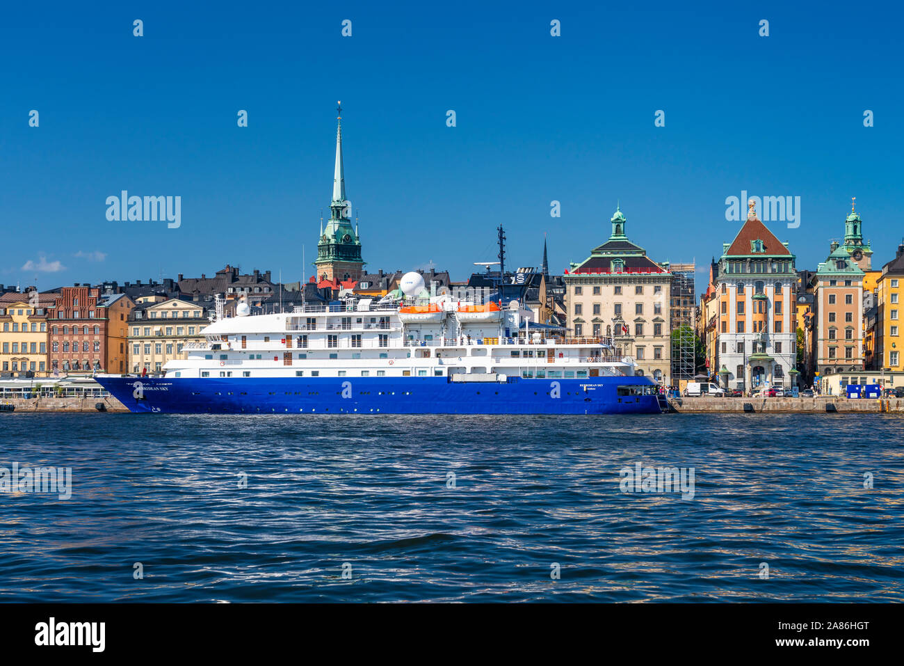 Colorful buildings line the waterfront in Gamla Stan, Stockholm, Sweden ...