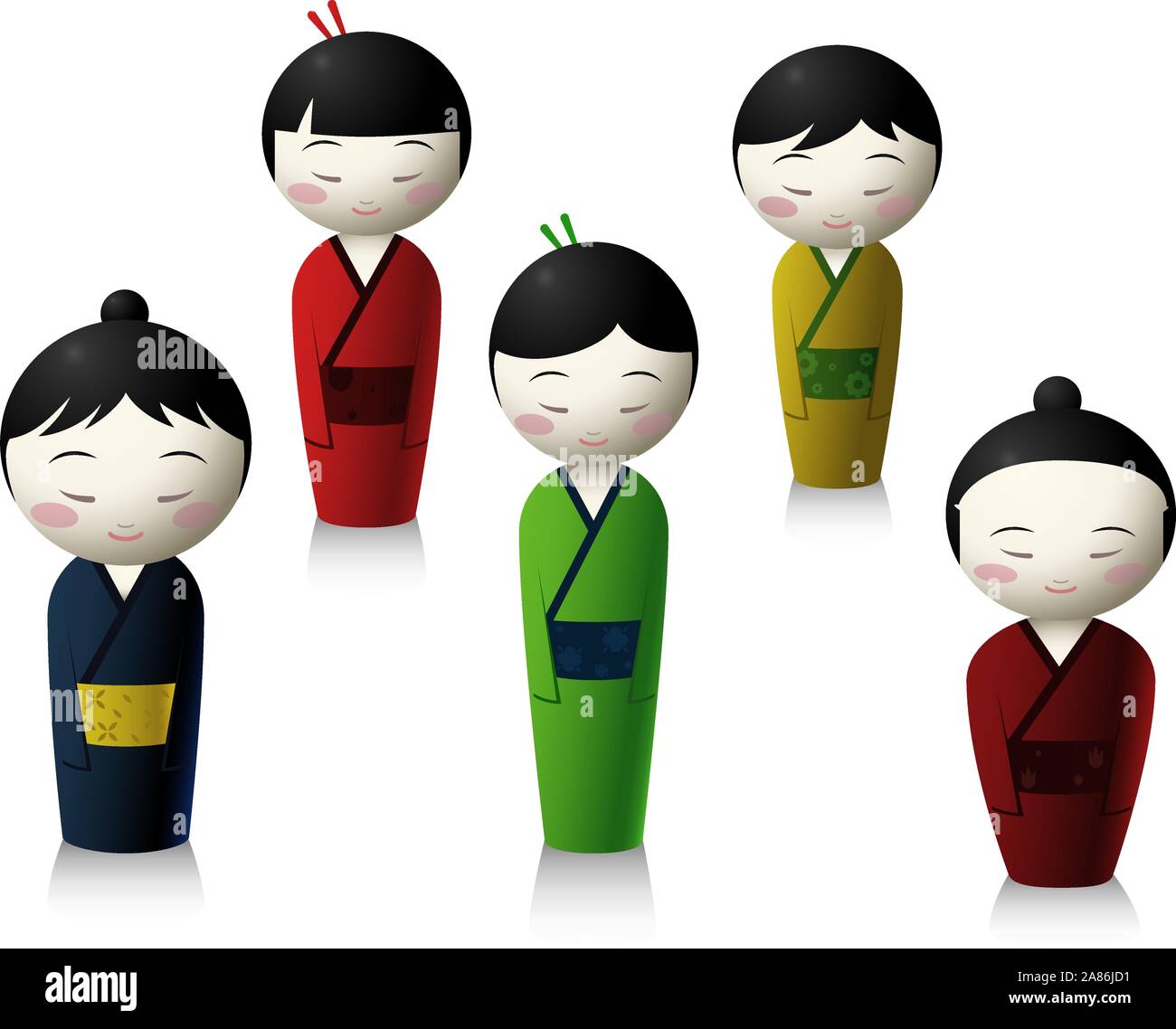 Japanese people doll cartoon illustration Stock Vector Image & Art - Alamy