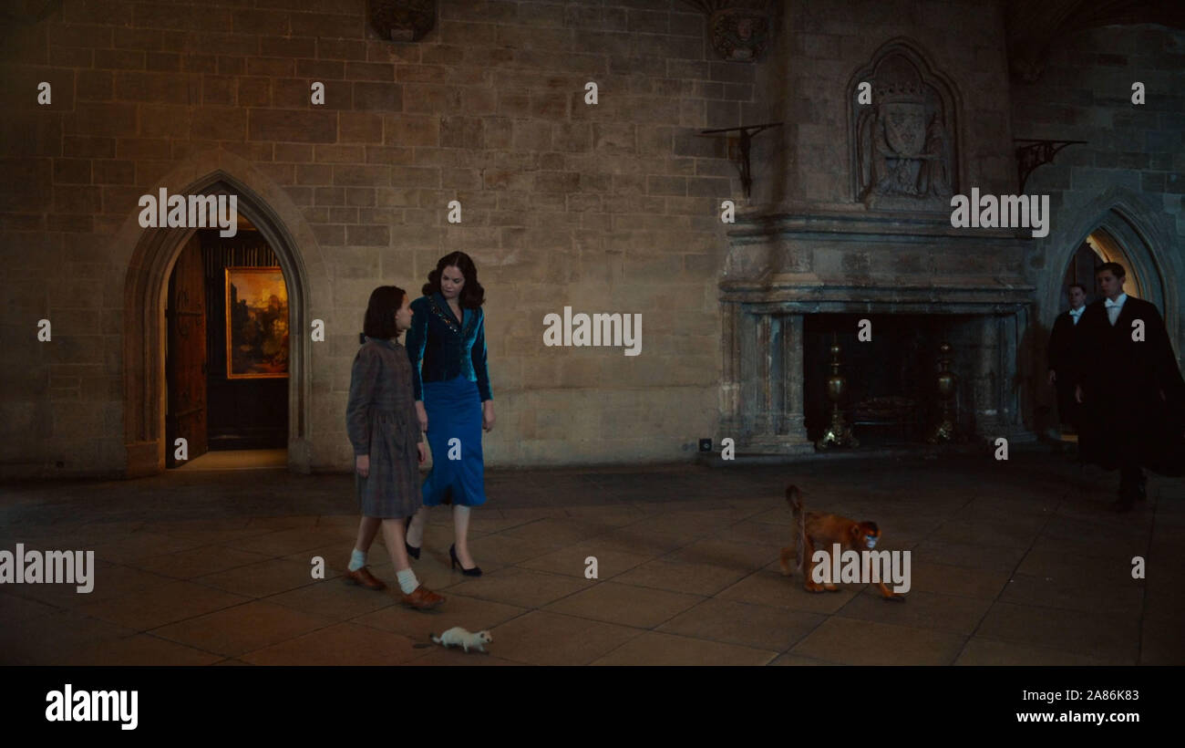 London.UK. Ruth Wilson and Dafne Keen with Pantalaimon (voiced by Kit ...