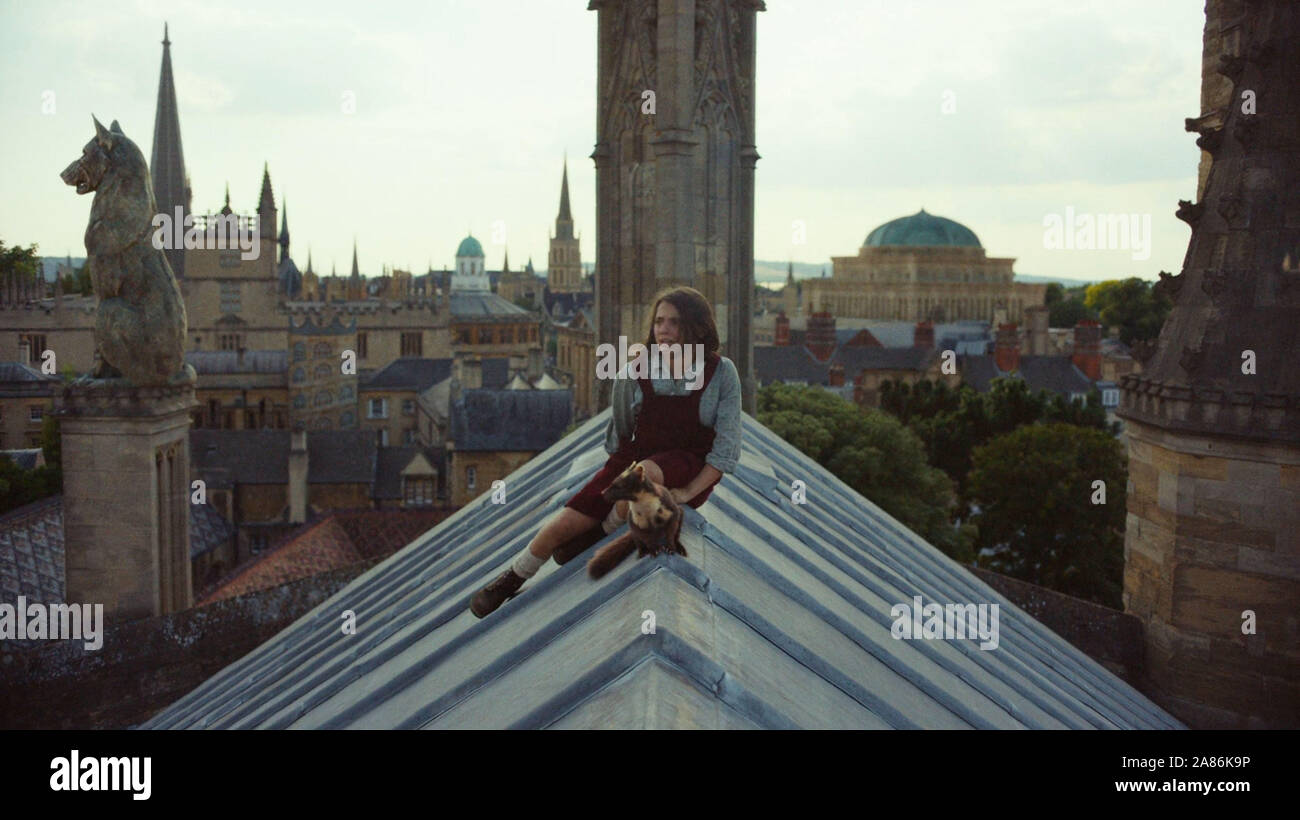 London.UK. Dafne Keen and shape shifting daemon Pantalaimon (voiced by ...