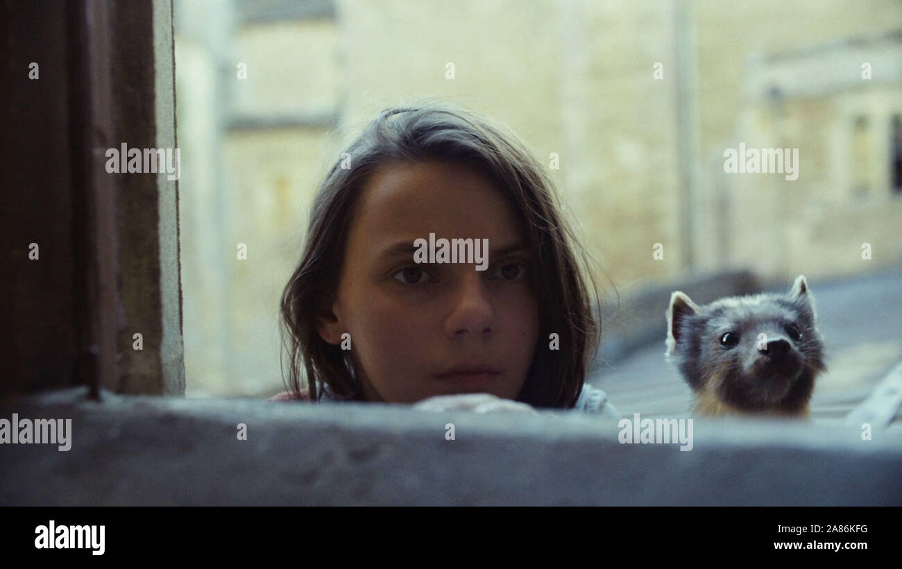 London.UK. Dafne Keen and shape shifting daemon Pantalaimon (voiced by ...