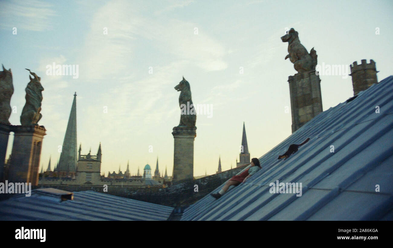 London.UK. Dafne Keen and shape shifting daemon Pantalaimon (voiced by ...