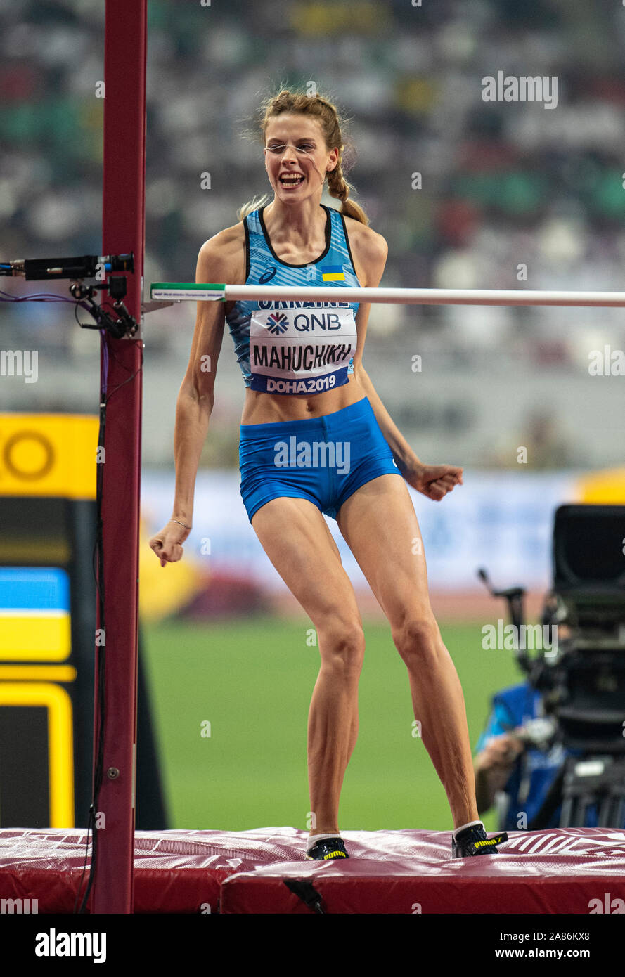 DOHA - QATAR SEPT 30: Yaroslava Mahuchikh of Ukraine competing in the ...