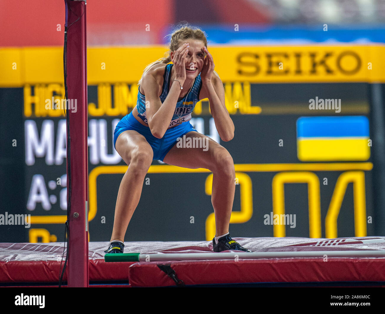 DOHA - QATAR SEPT 30: Yaroslava Mahuchikh of Ukraine competing in the ...