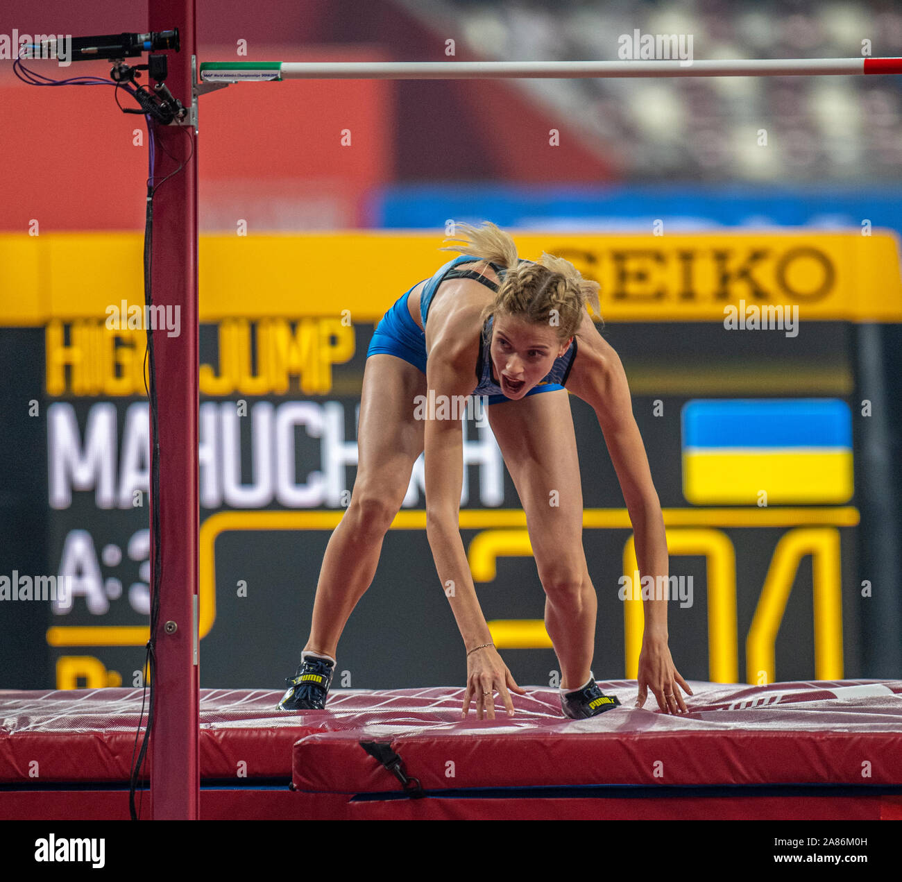 DOHA - QATAR SEPT 30: Yaroslava Mahuchikh of Ukraine competing in the ...