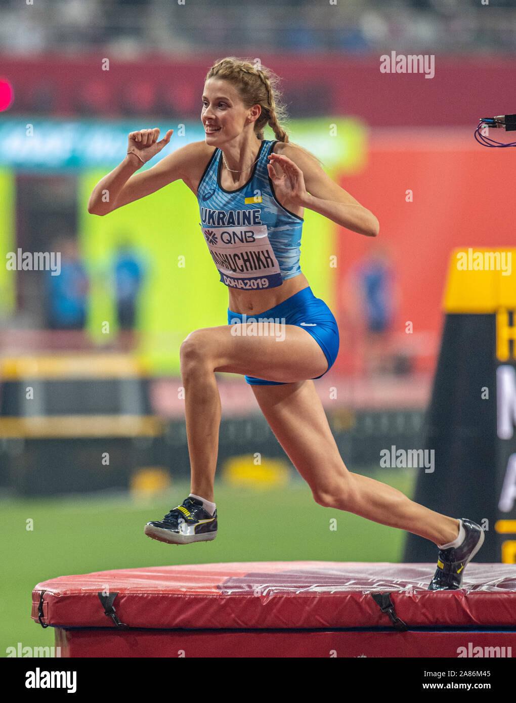 DOHA - QATAR SEPT 30: Yaroslava Mahuchikh of Ukraine competing in the ...