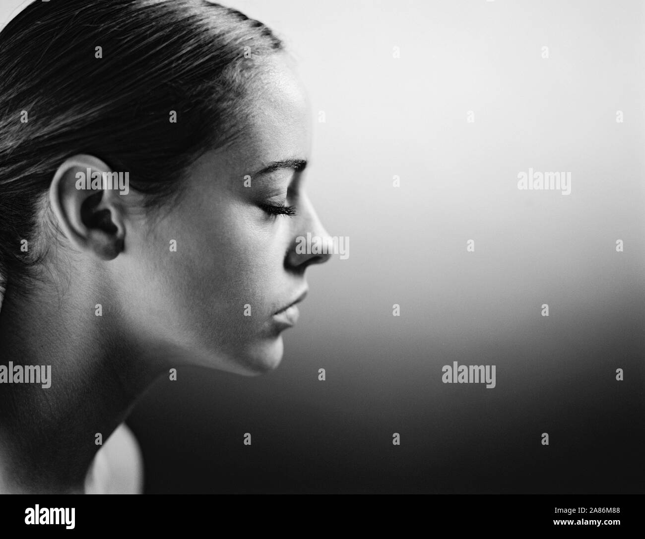 Woman face side profile Black and White Stock Photos & Images - Alamy